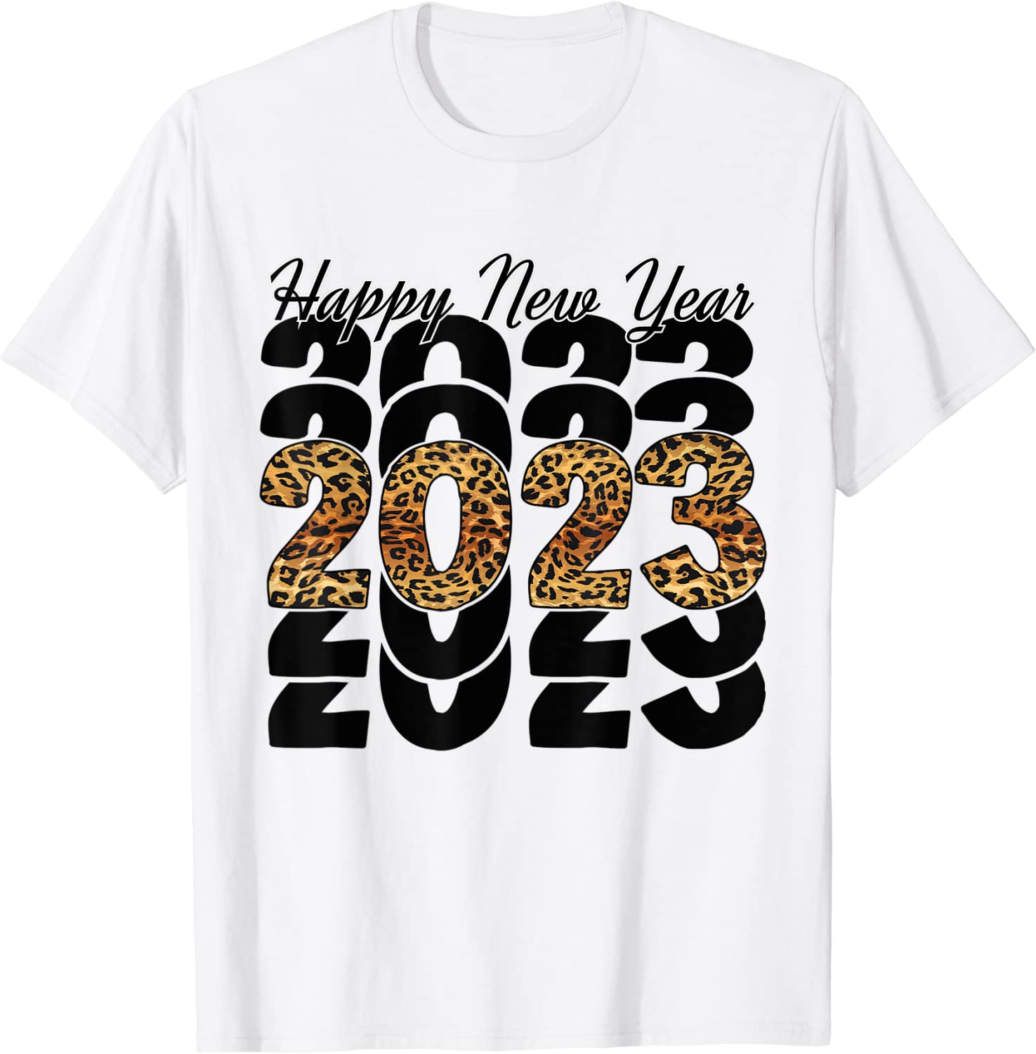 Official Happy New Year 2023 Leopard Print Goodbye 2022 Hello 2023 T-Shirt