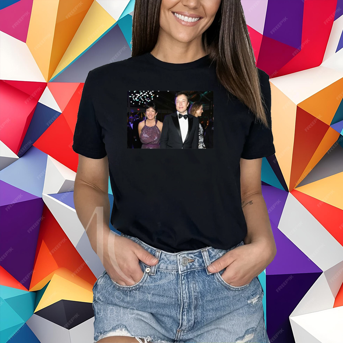 Ghislaine Maxwell And Elon Musk Photo T-Shirt