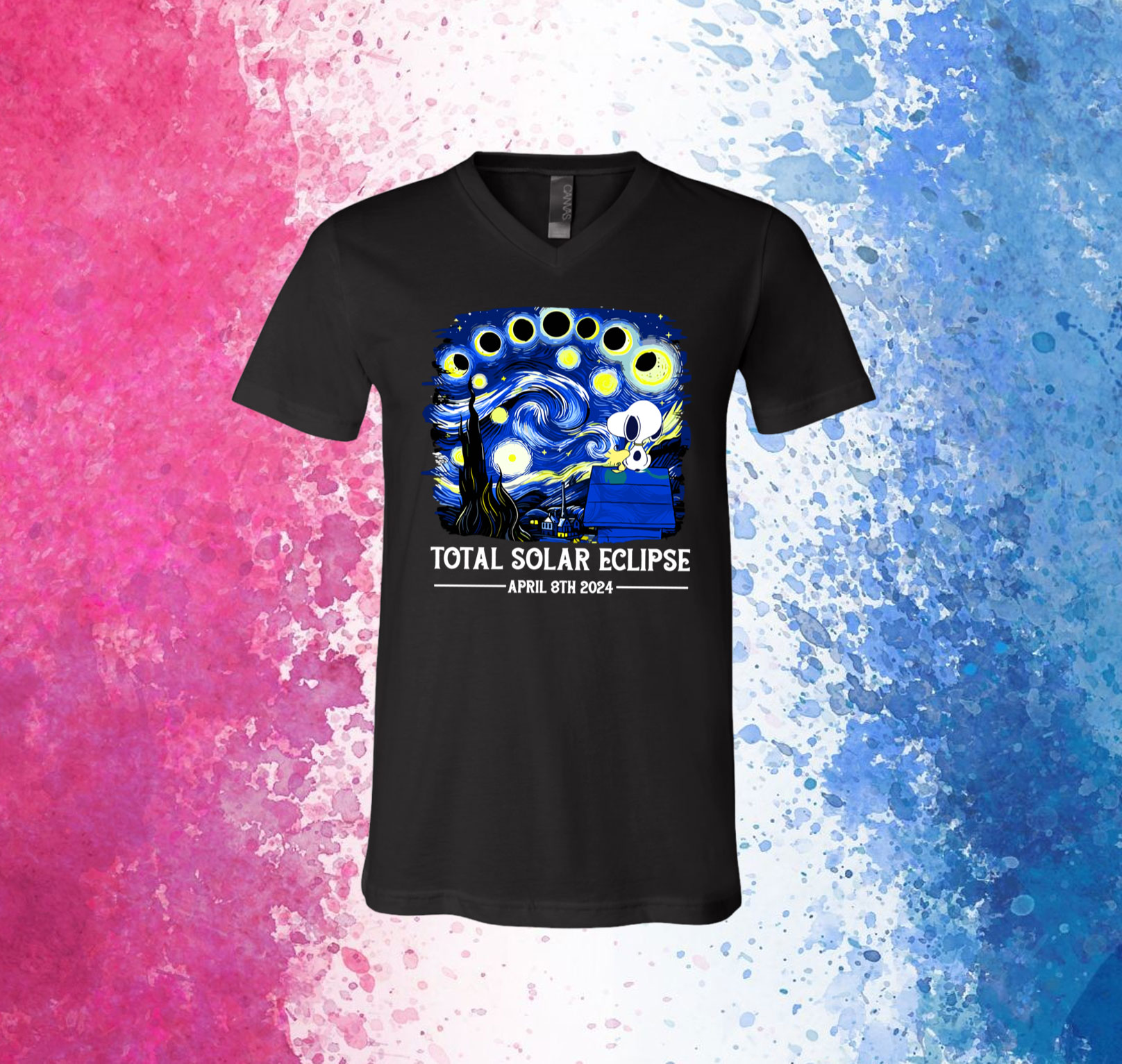 Snoopy and Woodstock Total Solar Eclipse 2024 Long Sleeve Shirt