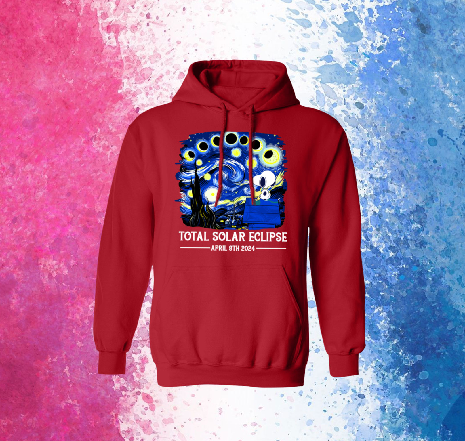 Snoopy and Woodstock Total Solar Eclipse 2024 Long Sleeve Shirt