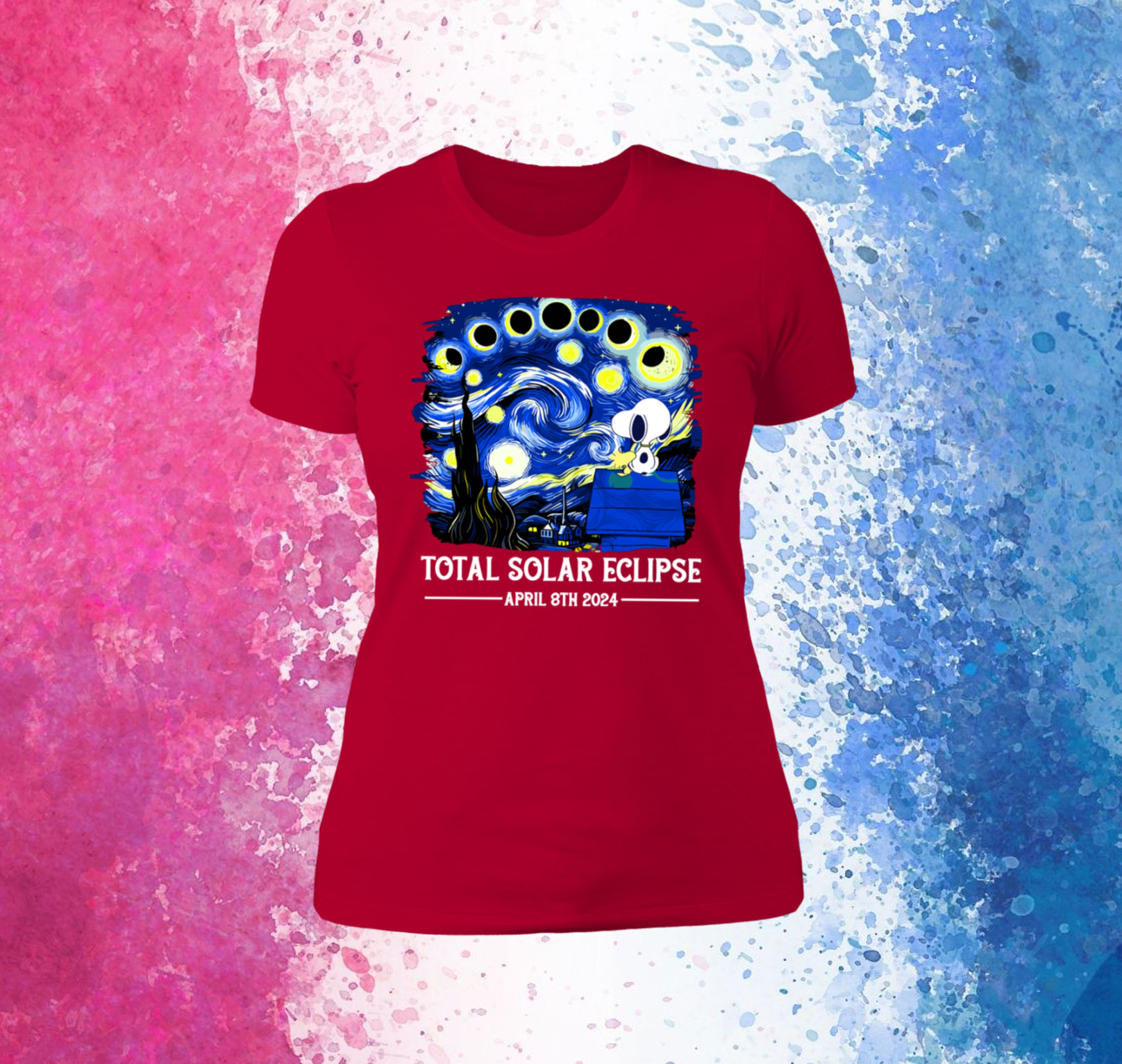 Snoopy and Woodstock Total Solar Eclipse 2024 Long Sleeve Shirt