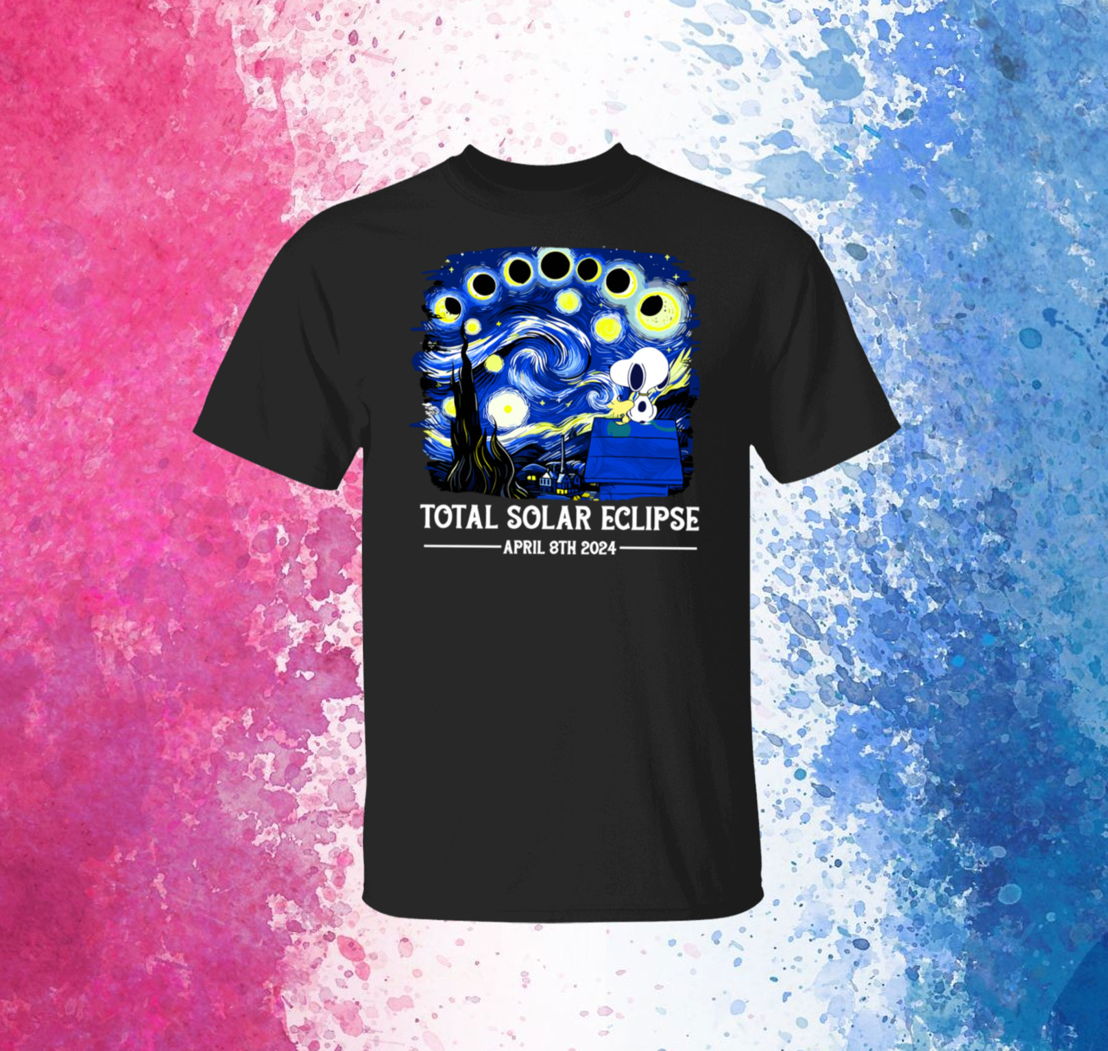 Snoopy and Woodstock Total Solar Eclipse 2024 Long Sleeve Shirt