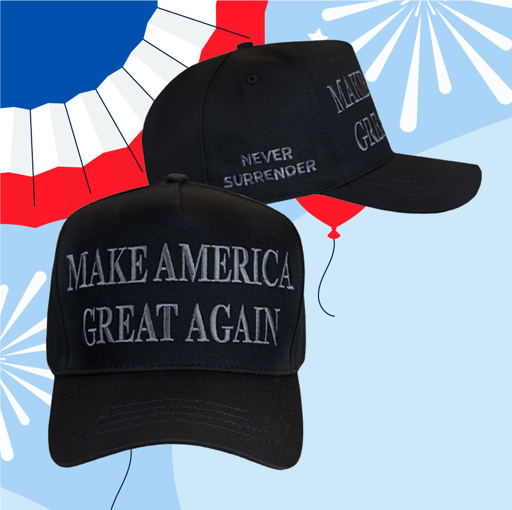 Trump 2024 Never Surrender Black MAGA Baseball Cap